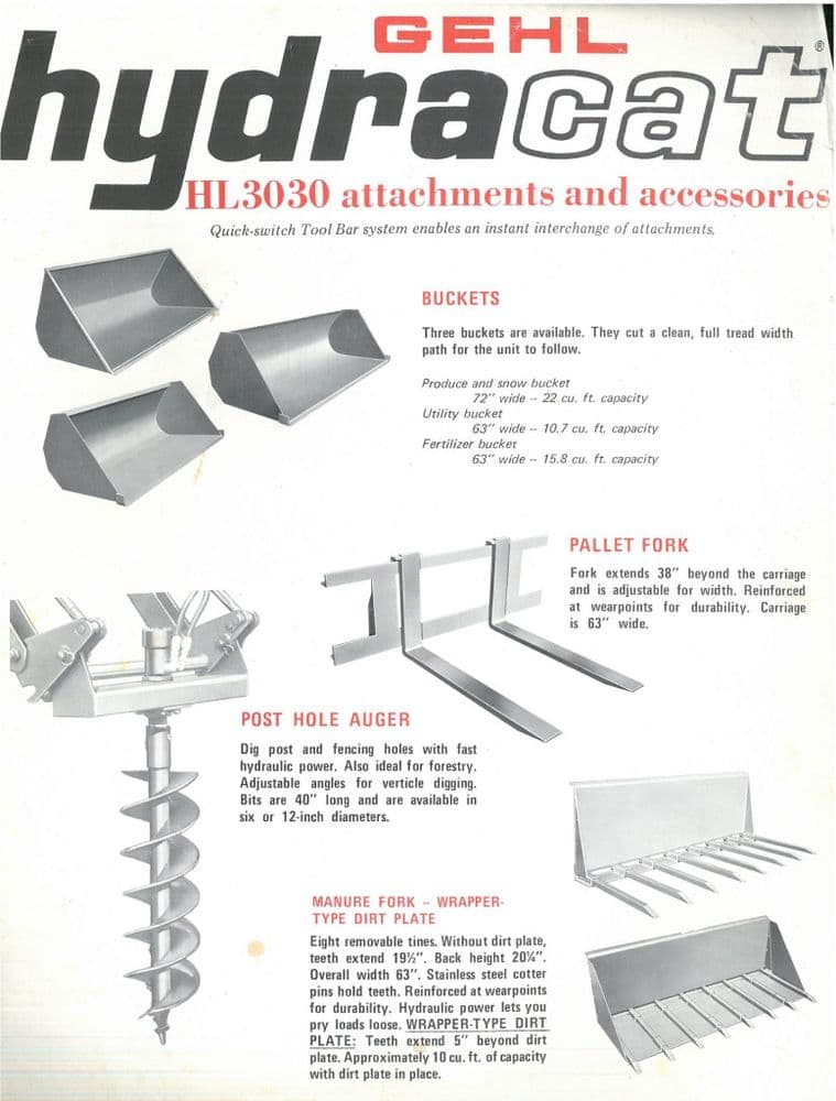 Gehl HydraCat HL 3030 Attachments Brochure - HL3030