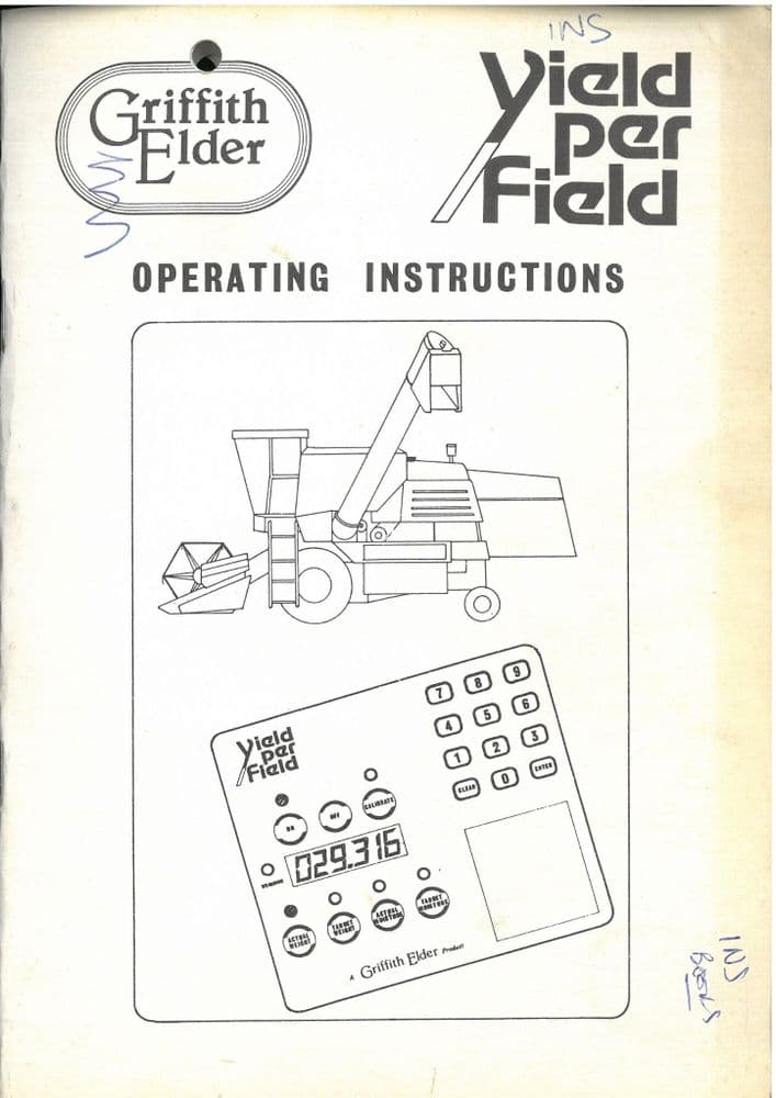 Griffith Elder Yield Per Field Series 200 Operators Manual