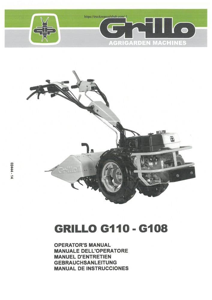 Grillo Garden Cultivator G110 G108 Operators Manual