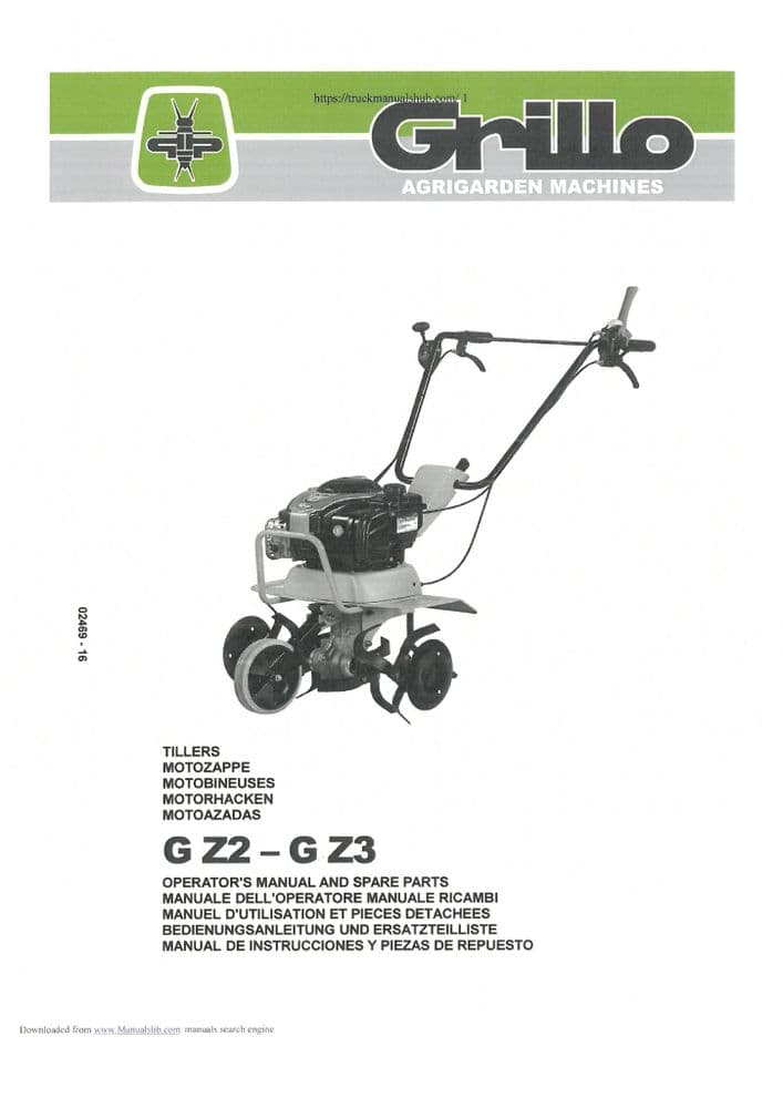 Grillo Garden Cultivator GZ2 GZ3 Operators Manual