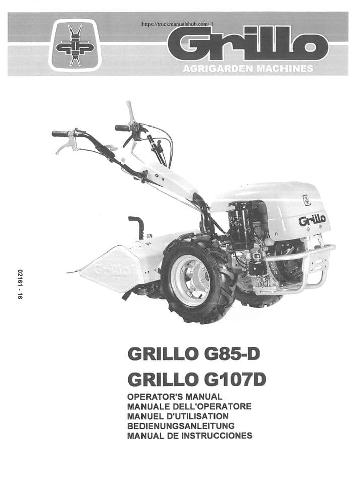 Grillo Rotary Tiller G85D G107D Operators Manual
