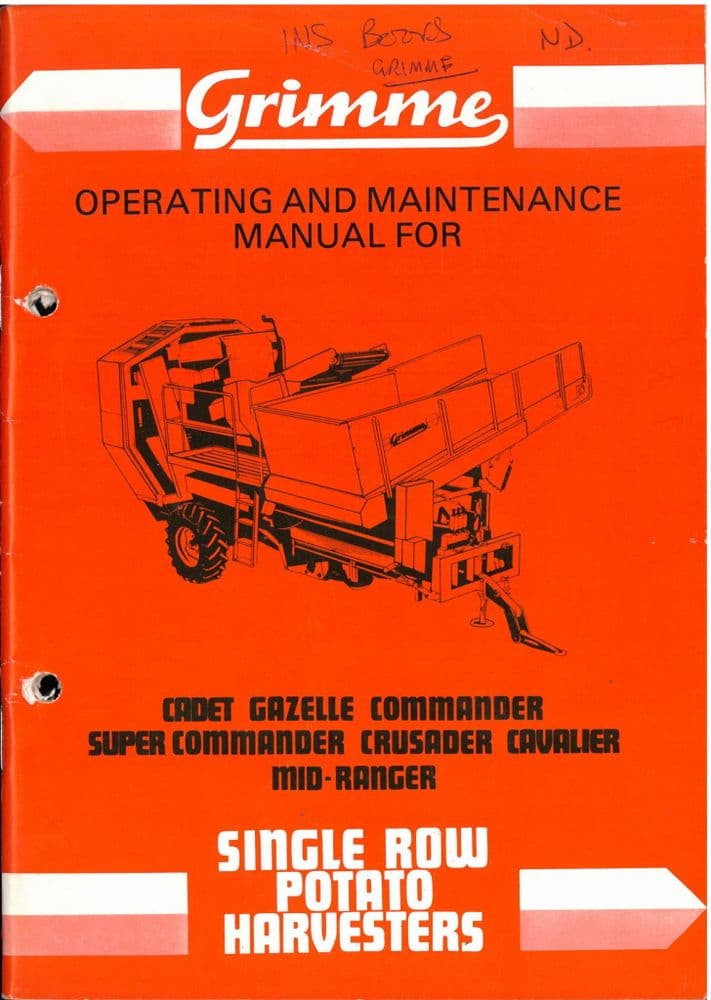 Grimme Potato Harvester Cadet Gazelle Commander Super Commander ...