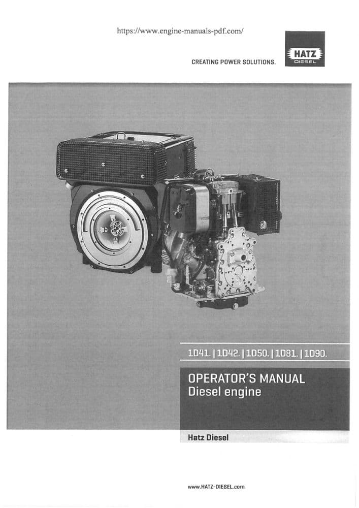 Hatz Diesel Engine 1D41 1D42 1D50 1D81 1D90 Operators Manual