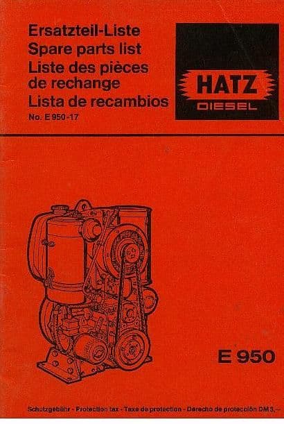Hatz Engine Type E950 Parts Manual