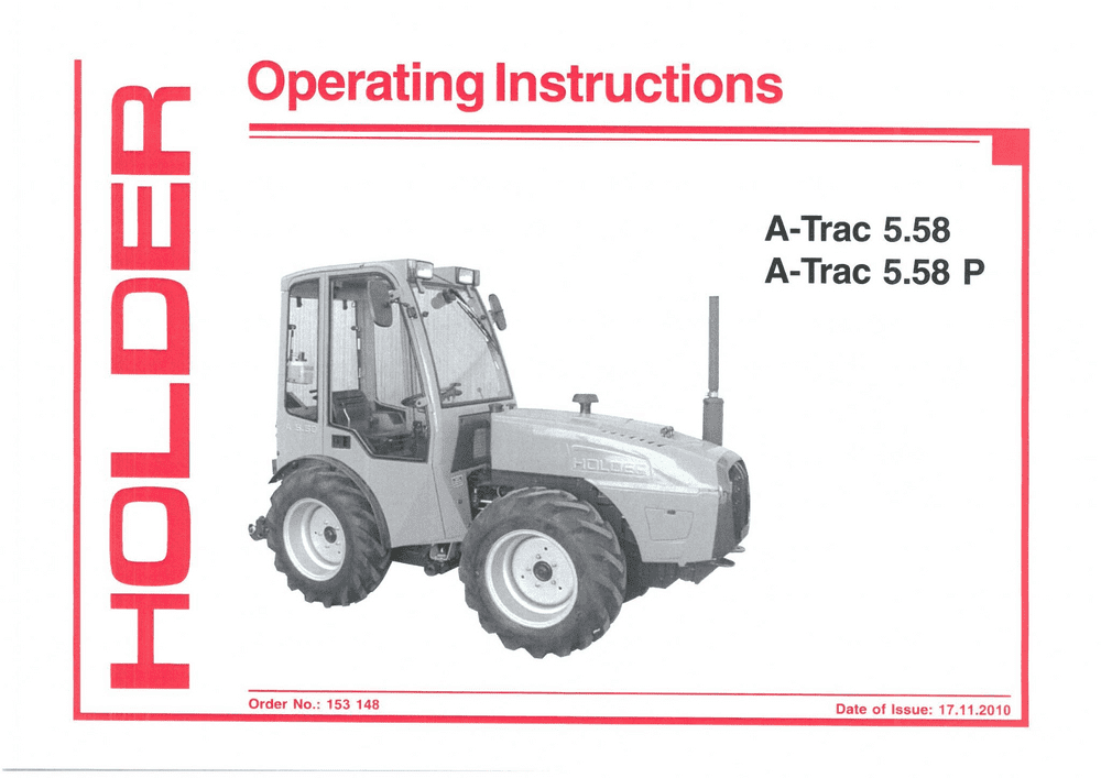 Holder A-Trac 5 58 5 58P Operators Manual