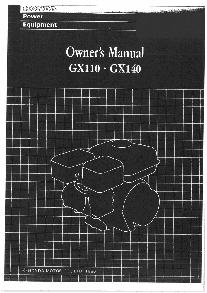 Honda Engine GX110 GX140 Operators Manual