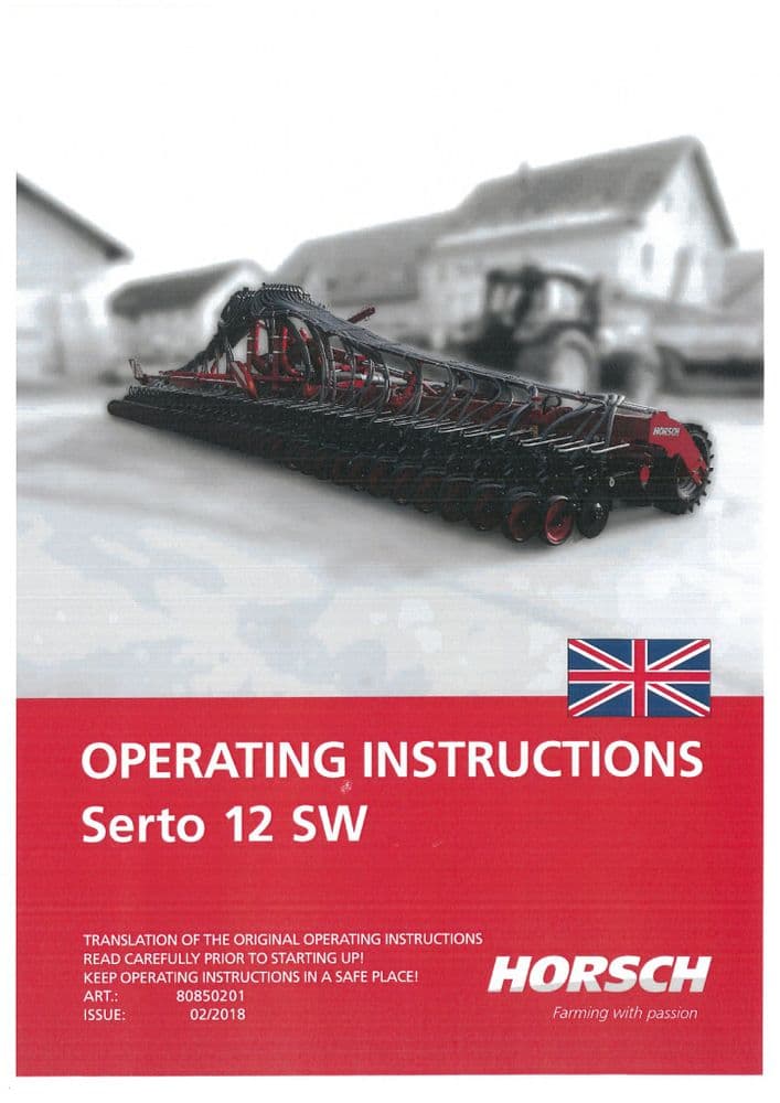 Horsch Disc Seed Drill Serto 12SW Operators Manual