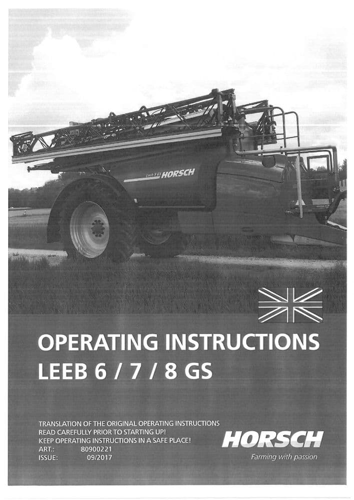 Horsch Self Propelled Sprayer Leeb 6GS 7GS 8GS Operators Manual