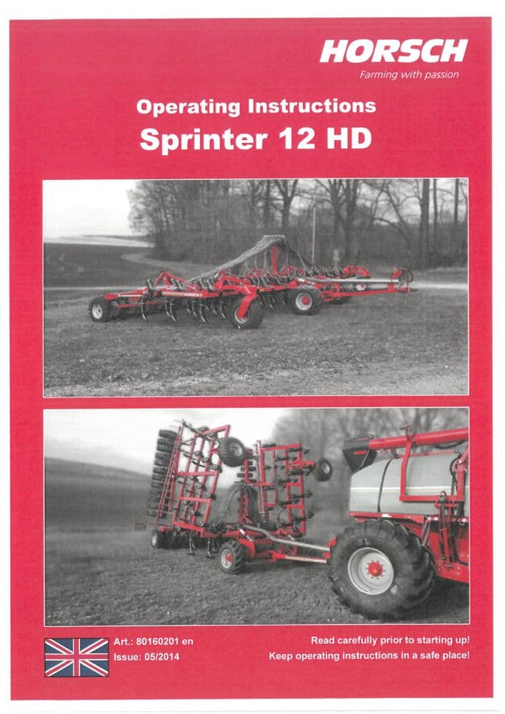 Horsch Tine Seed Drill Sprinter 12HD Operators Manual