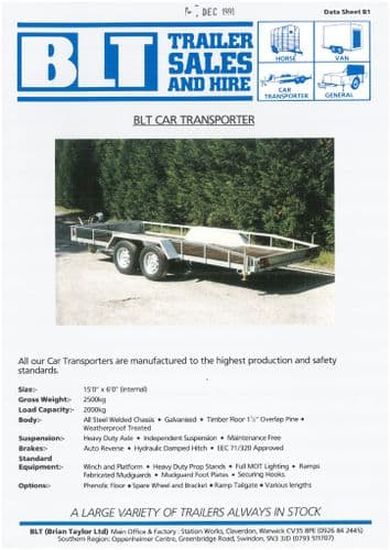 Howard Bateson Richardson BLT Poldenvale David Moreton Trailer Brochure ...