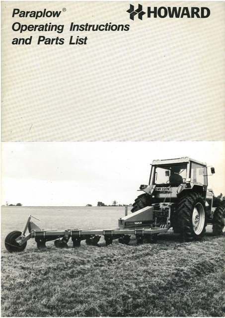 Howard Paraplow Operators Manual with Parts List