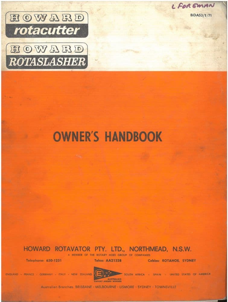 Howard Rotacutter 60" 72" Rotaslasher 48" 60" 72" Operators Manual ...