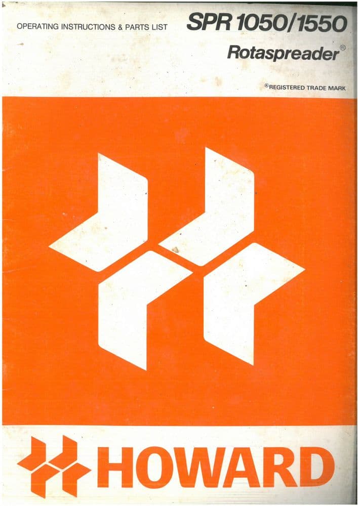 Howard Rotaspreader 1050 & 1550 Operators Manual with Parts List