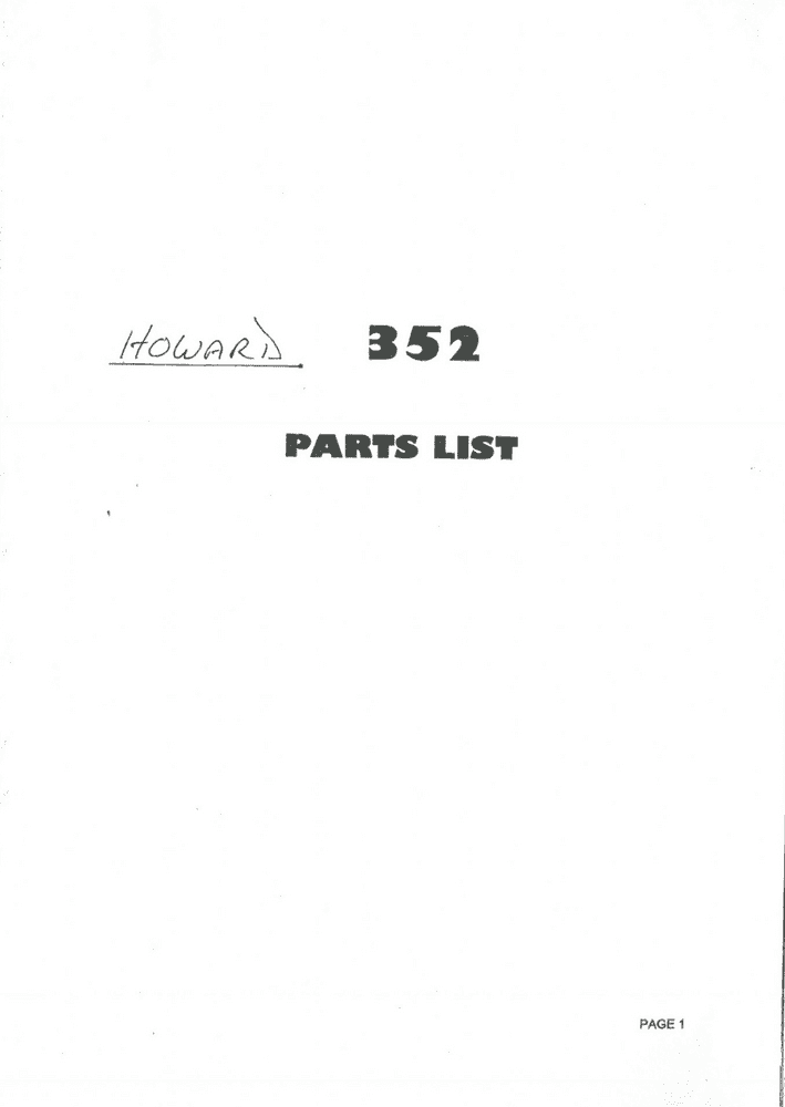 Howard Rotavator 352 Parts Manual