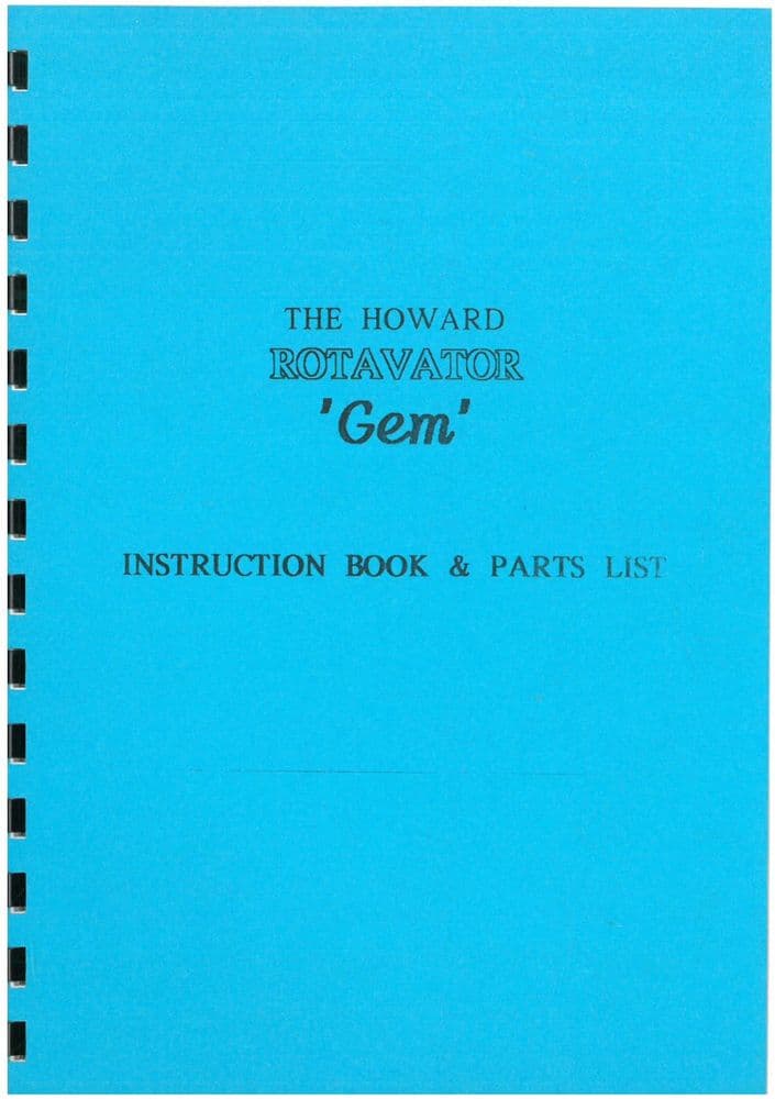 Howard Rotavator Gem Operators Manual with Parts List