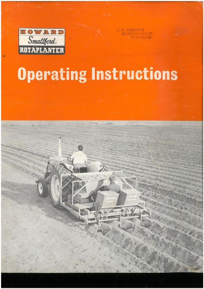 Howard Smallford Rotaplanter HSR2 HSR4 Operators Manual - ORIGINAL