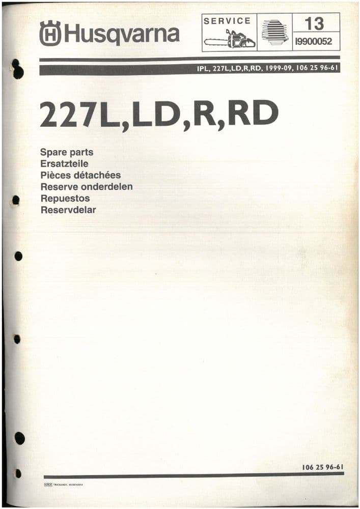 Husqvarna Brush Cutter/Strimmer 227 L LD R RD Parts Manual