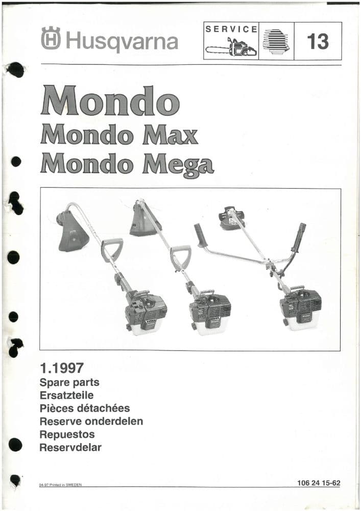 Husqvarna Brush Cutter/Strimmer Mondo Mondo Max Mondo Mega Parts Manual