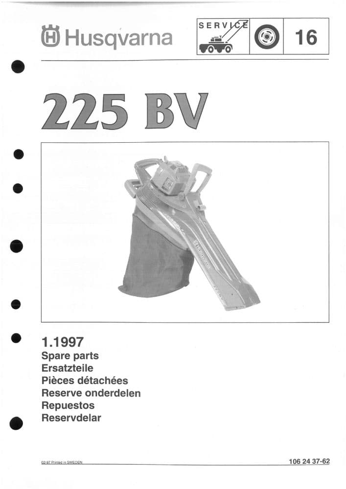 Husqvarna Leaf Blower 225 BV Parts Manual