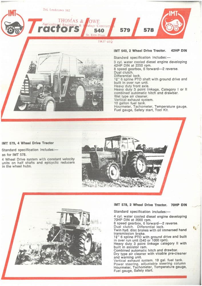 IMT Tractor 540 578 579 Brochure
