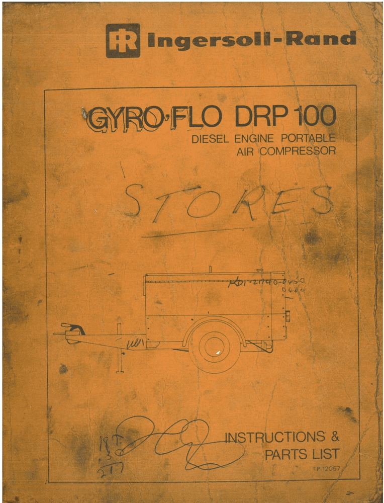 Ingersoll - Rand Diesel Portable Air Compressor Gyro-Flo DRP 100 ...
