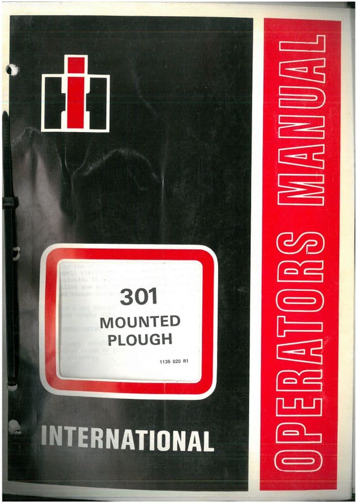 International 301 Mounted Plough Operators Manual with Parts List
