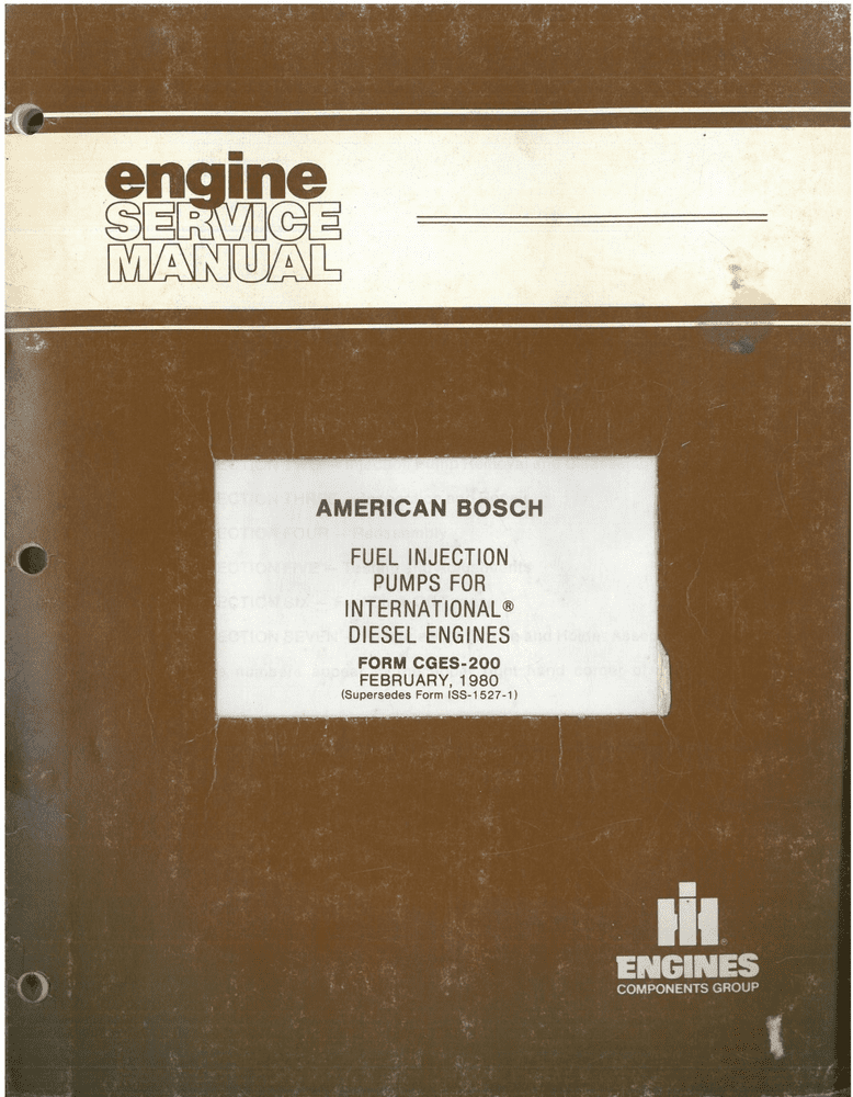 International American Bosch Fuel Injection Pumps Engine Service Manual ...