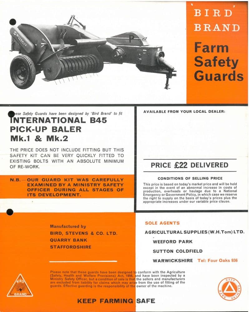 International B45 Baler Bird Brand Safety Guards Brochure