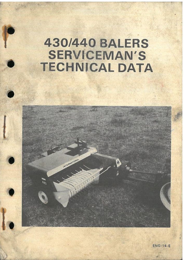 International Baler 430 & 440 Servicemans Technical Data Manual