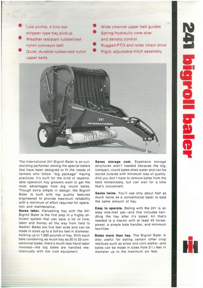 International Bigroll Baler 241 Brochure