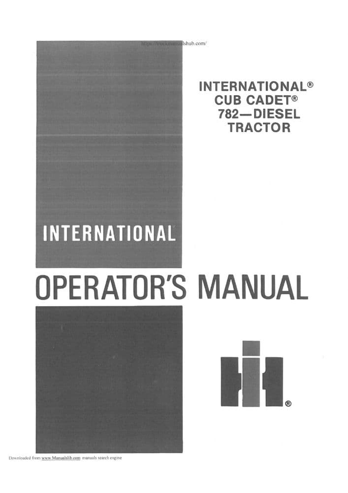 International Cub Cadet Ride On Tractor Mower 782 Diesel Operators Manual