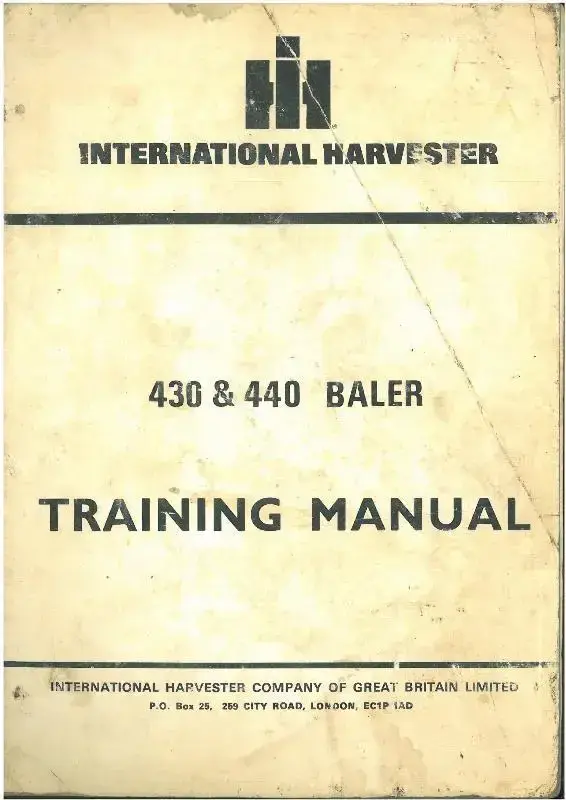 International Harvester Baler 430 & 440 Training Manual