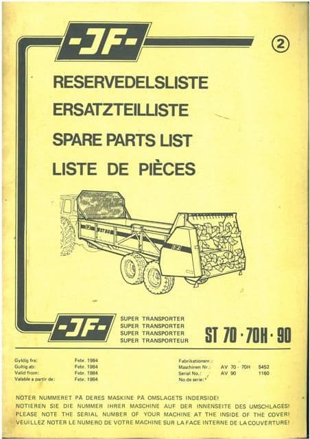 International Super Transporter Manure Spreader ST70 & ST90 Parts Manual