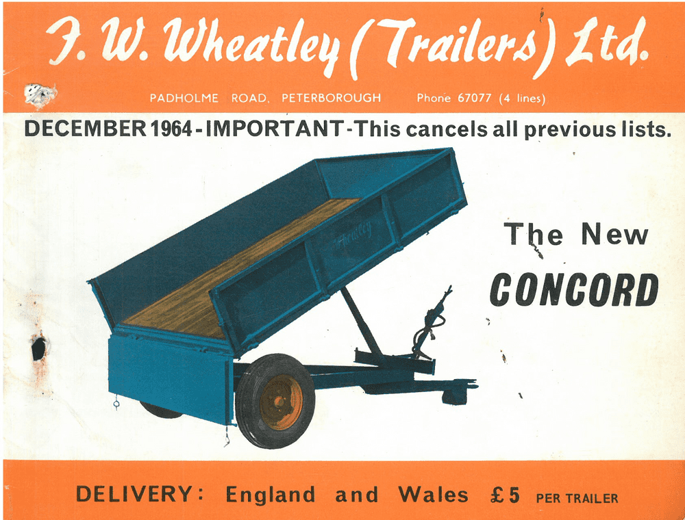 J W Wheatley Trailer December 1964 Price List