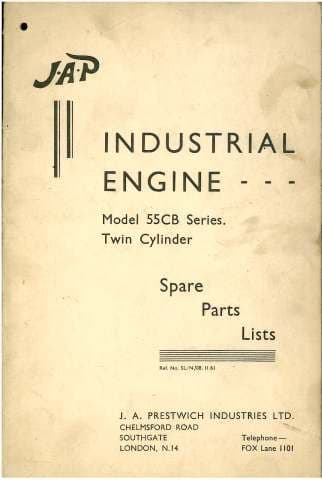 JAP Industrial Engine Model Twin Cylinder 55CB Parts Manual