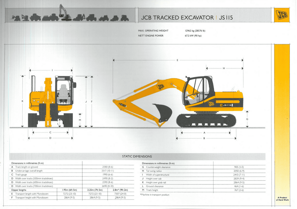 JCB Excavator Tracked JS115 Brochure