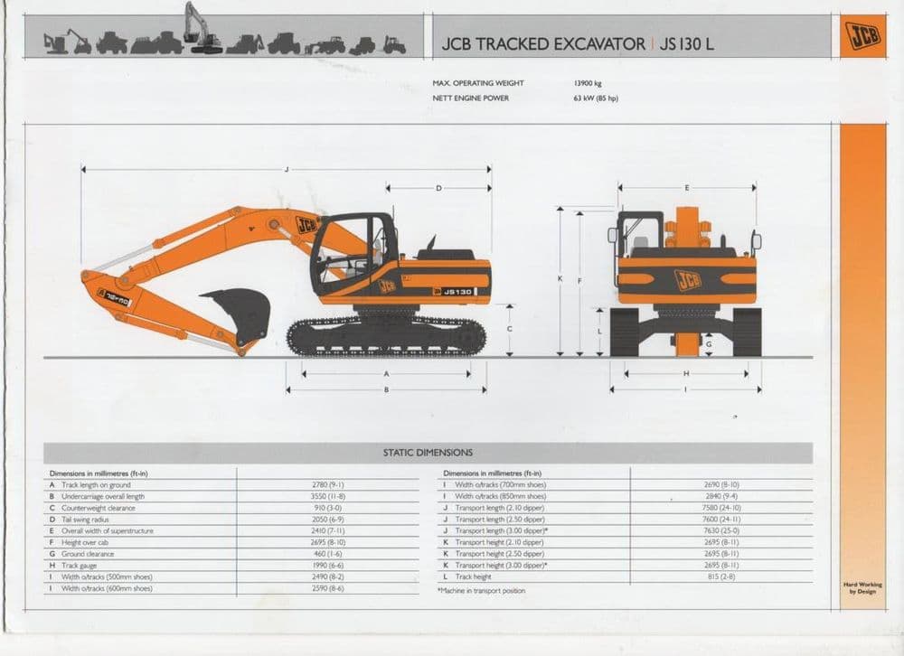 JCB Excavator Tracked JS130L Brochure
