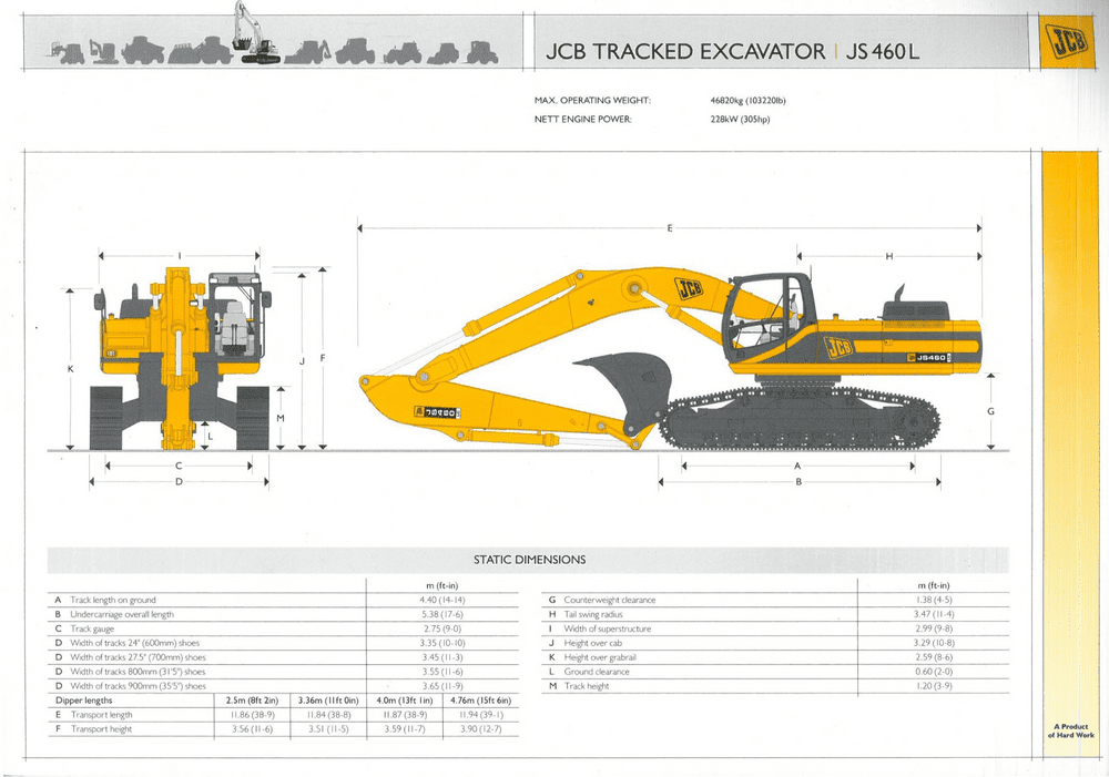 JCB Excavator Tracked JS460L Brochure