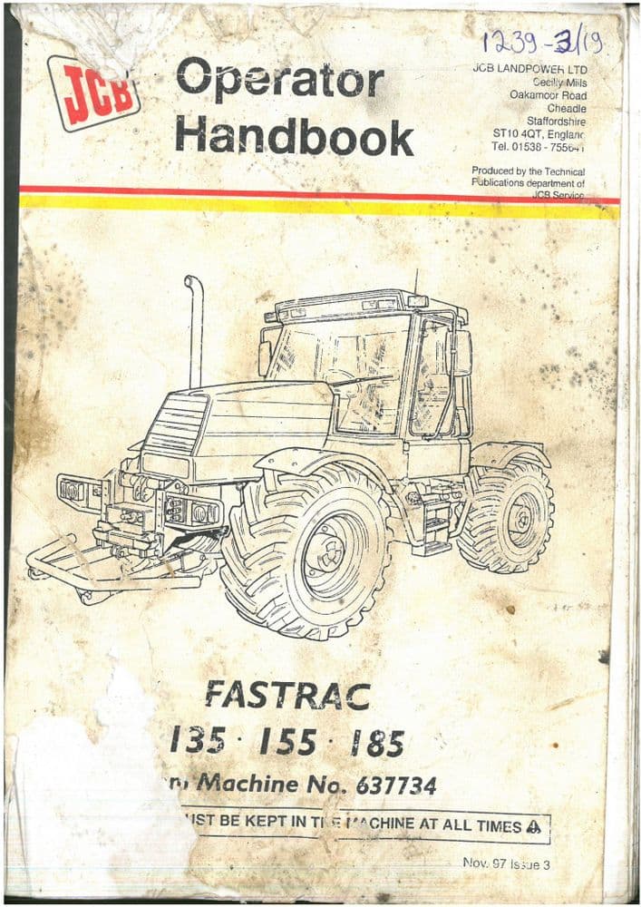 JCB Fastrac 135 155 185 Operators Manual