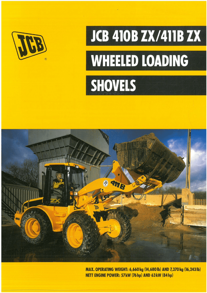 JCB Wheeled Loading Shovel 410B ZX 411B ZX Brochure