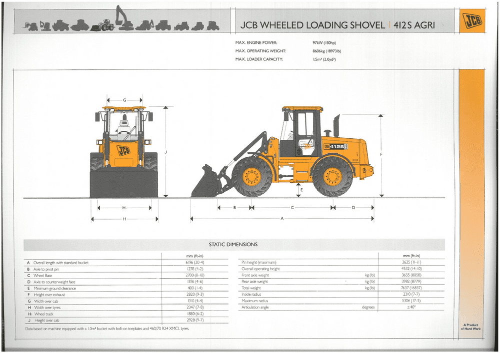 JCB Wheeled Loading Shovel 412S Agri Brochure - 412 S