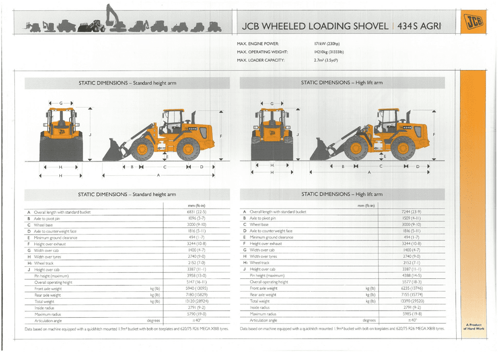 JCB Wheeled Loading Shovel 434 S Agri Brochure - 434S