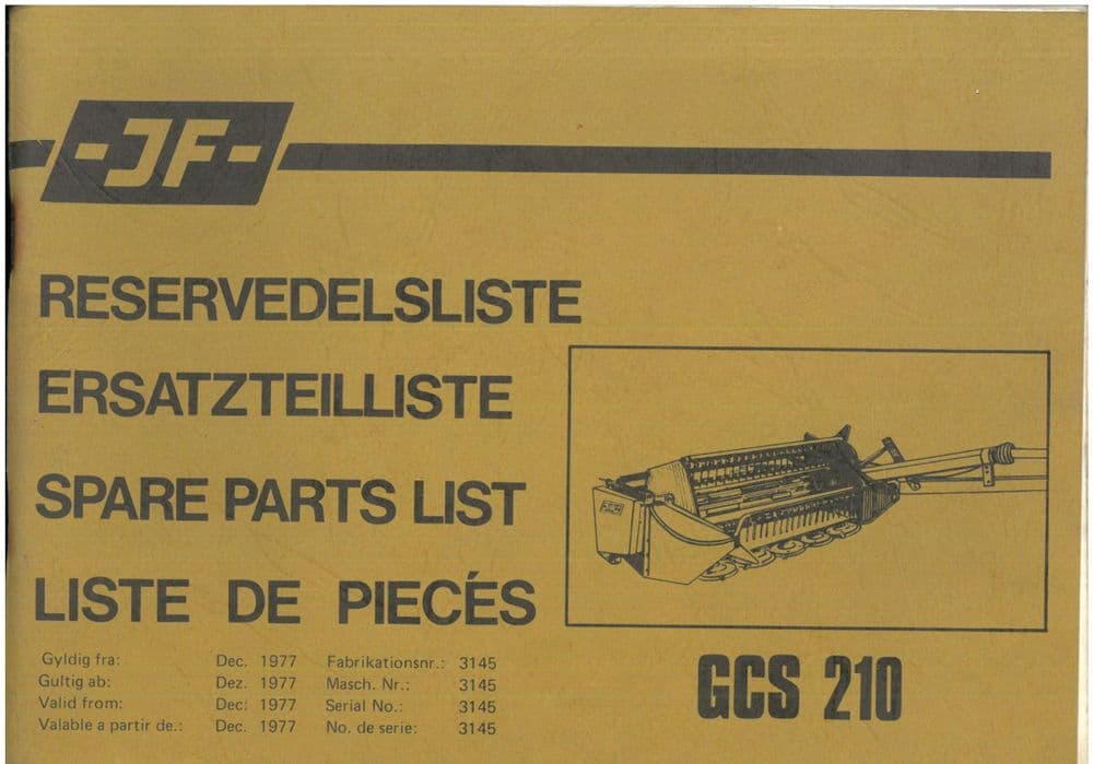 JF Mower Grass-Combi GCS210 Parts Manual - GCS 210