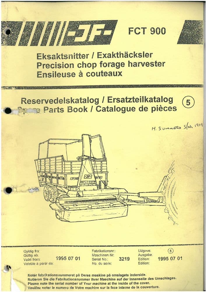 JF Precision Chop Forage Harvester FCT900 Parts Manual - Forager FCT ...