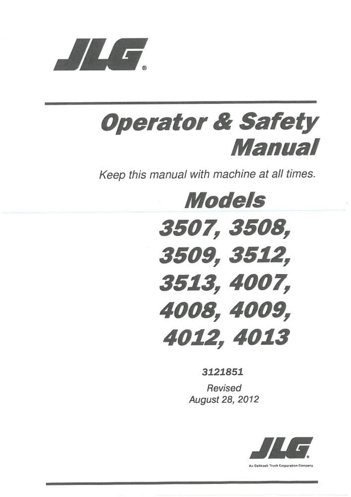 JLG Telehandler 3507 3508 3509 3512 3513 4007 4008 4009 4012 4013 ...