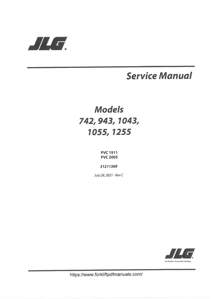 JLG Telehandler 742 943 1043 1055 1255 Workshop Service Manual