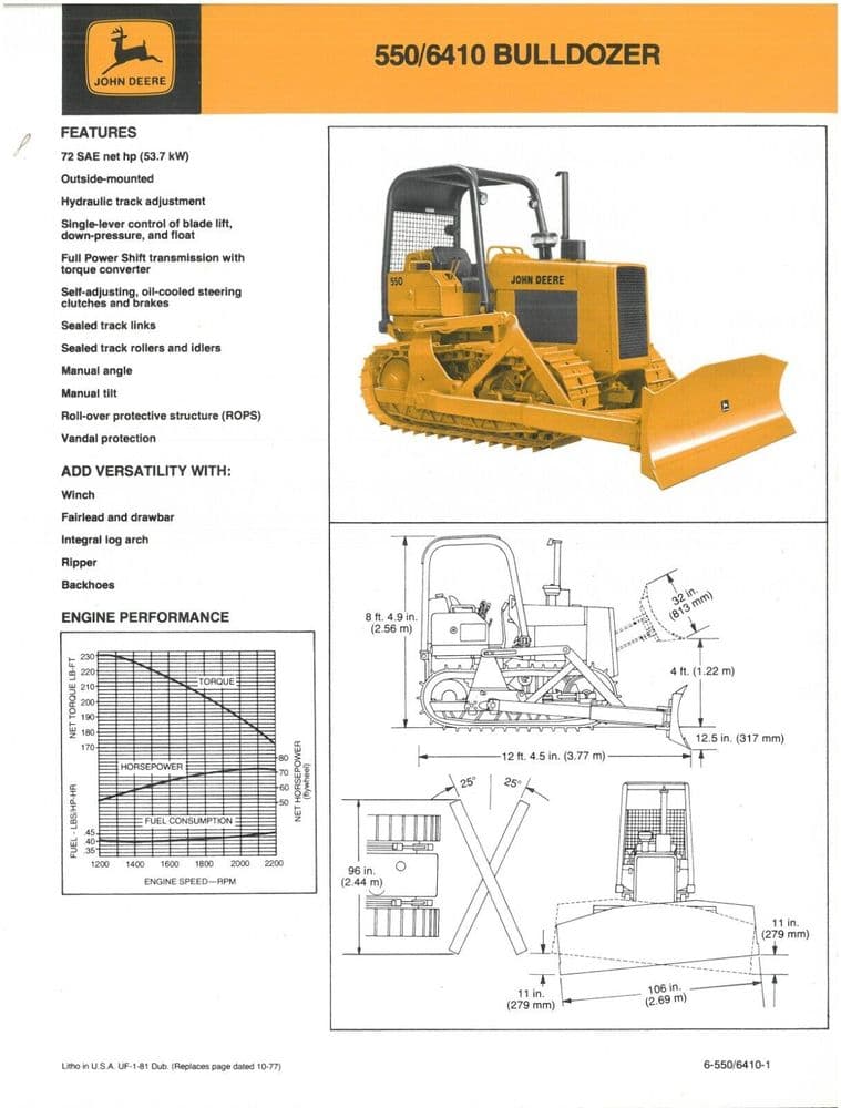 John Deere Bulldozer 550 & 6410 Brochure