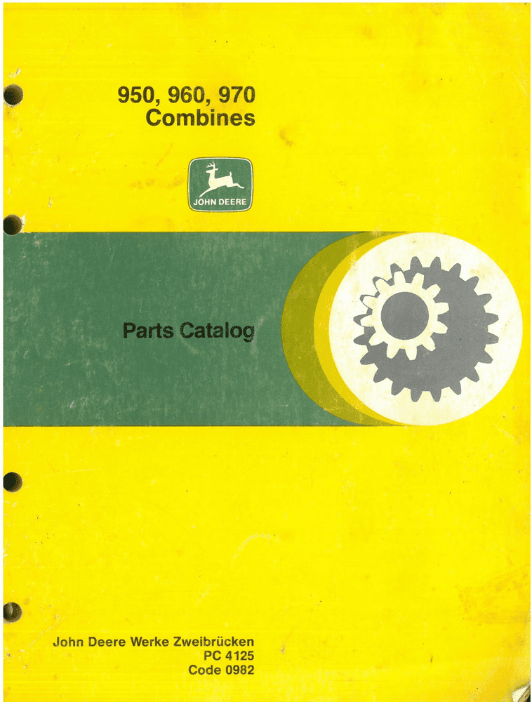 John Deere Combine 950 960 & 970 Parts ORIGINAL Manual