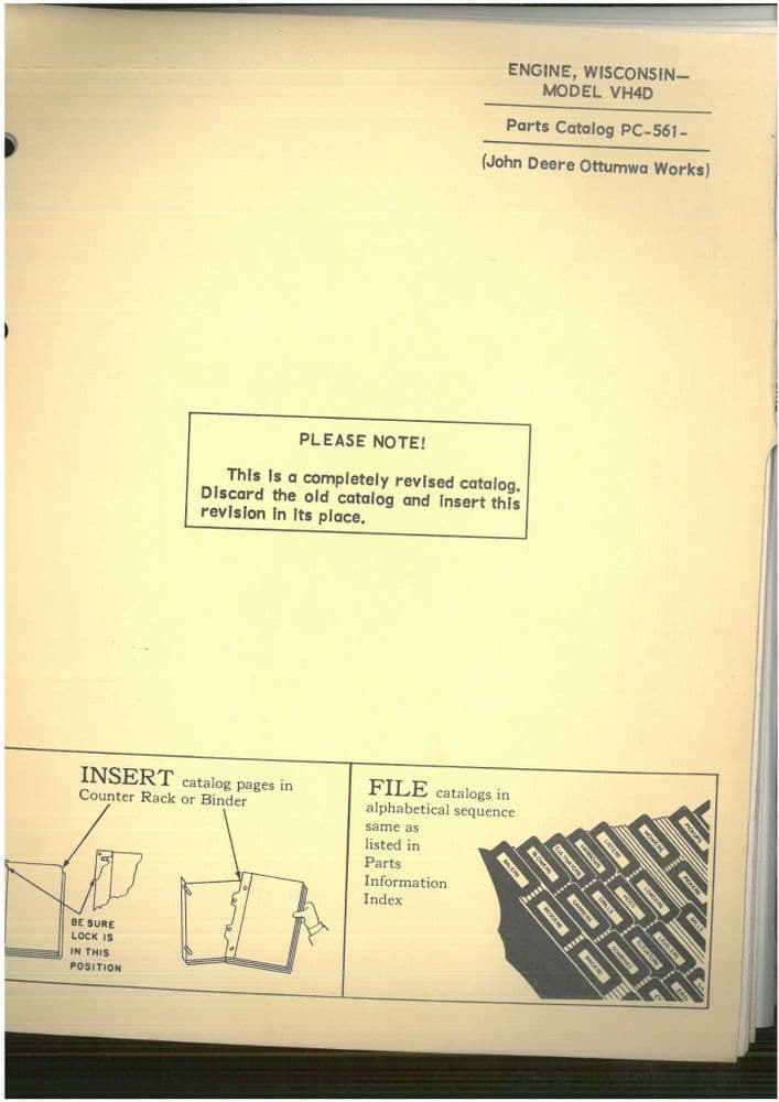 John Deere Engine Wisconsin Model VH4D - PC561 Parts Manual