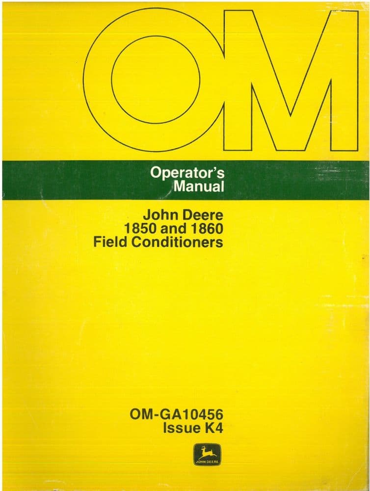 John Deere Field Conditioners 1850 1860 Operators Manual - ORIGINAL